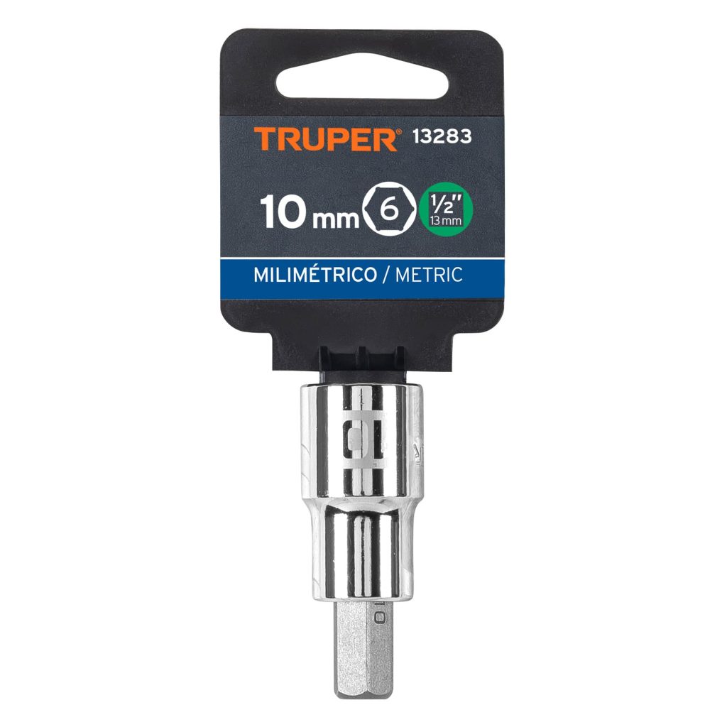 DADO PUNTA HEXAGONAL DE 10 MM, CUADRO 1/2", TRUPER - Faconsa